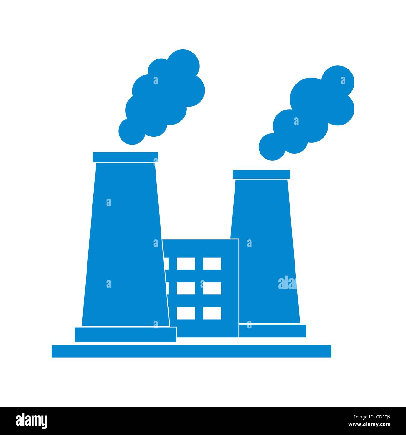 Stylized icon of the oil refinery plant with smoking chimneys on a ...