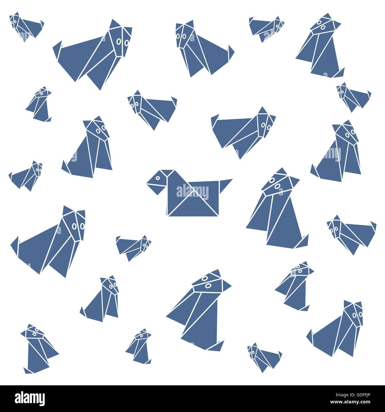 Set of origami paper dog on a white background Stock Vector Image & Art ...