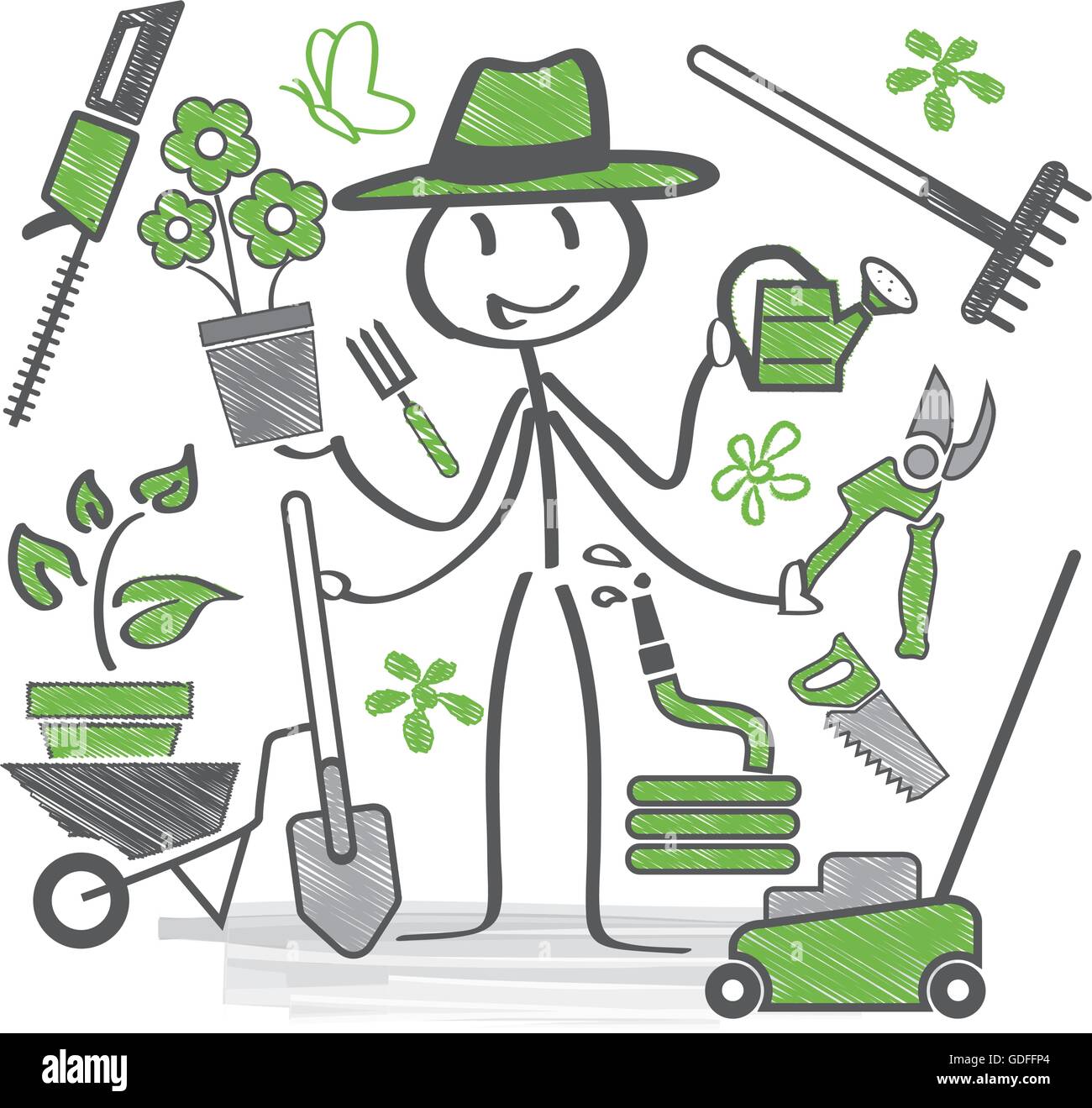 Garden wheelbarrow tools Stock Vector Images - Alamy