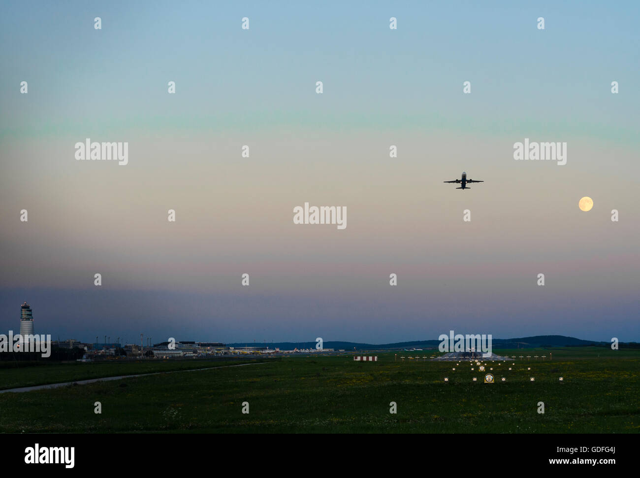 Schwechat: Vienna International Airport with Launching plane aircraft ...