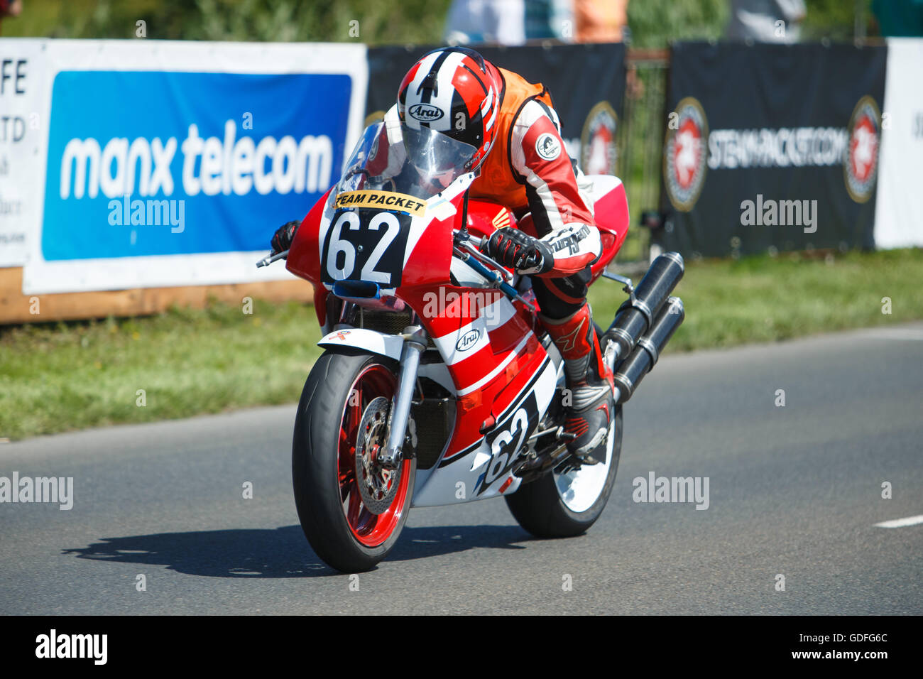 Adrian Gordon on the start/finish line during the Steam Packet Company ...