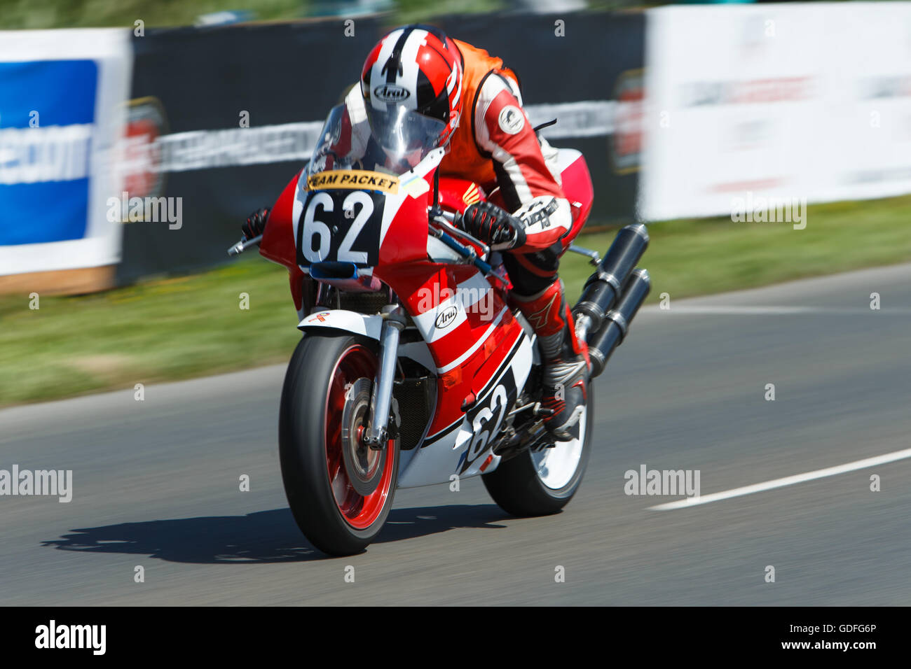 Adrian Gordon on the start/finish straight during the Steam Packet ...