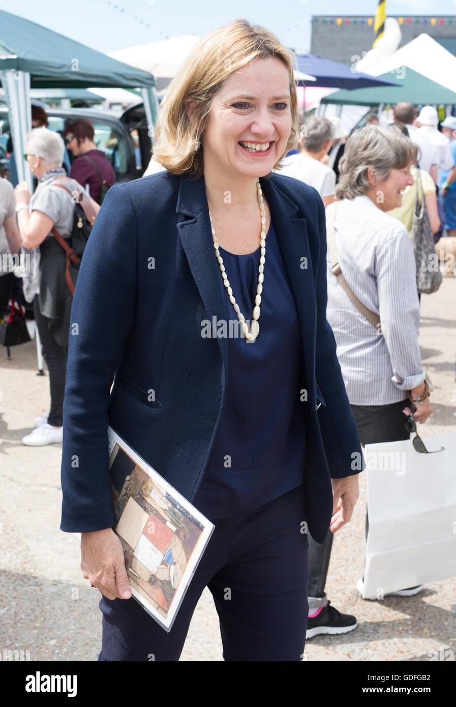EDITORIAL USE ONLY Home Secretary Amber Rudd with a Sir Peter Blake ...