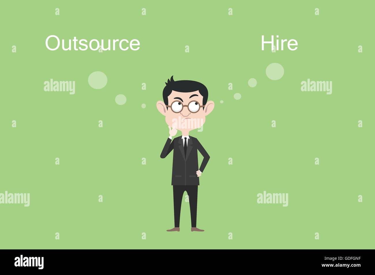 outsource or hire concept businessman confuse and think Stock Vector ...