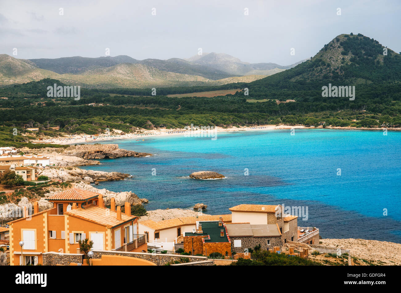 View of the Cala Agulla Beach in Mallorca island, Spain. Beautiful ...