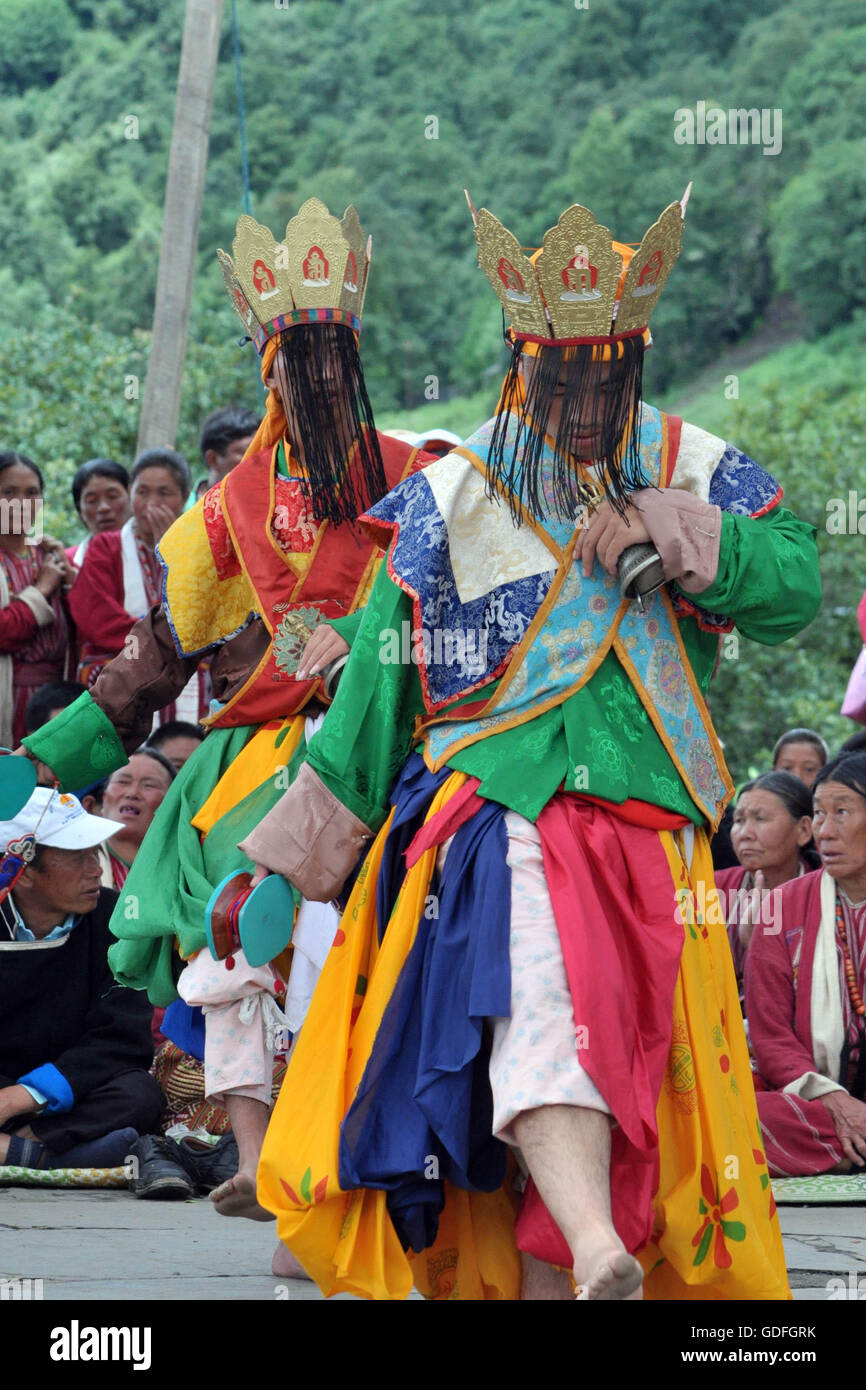 Tawang, India. 15th July, 2016. Monastic dance during the celebration ...