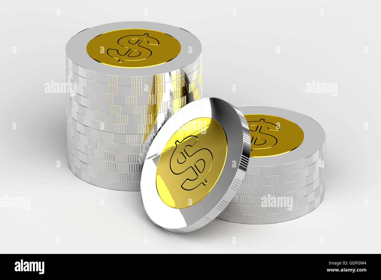Silver coins stacks isolated hi-res stock photography and images - Alamy