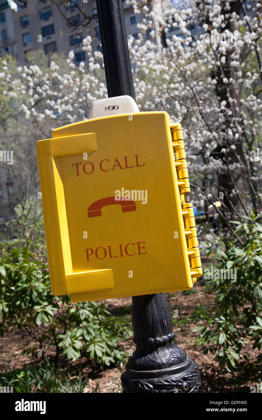 Police Emergency Call Box, Central Park, NYC Stock Photo - Alamy