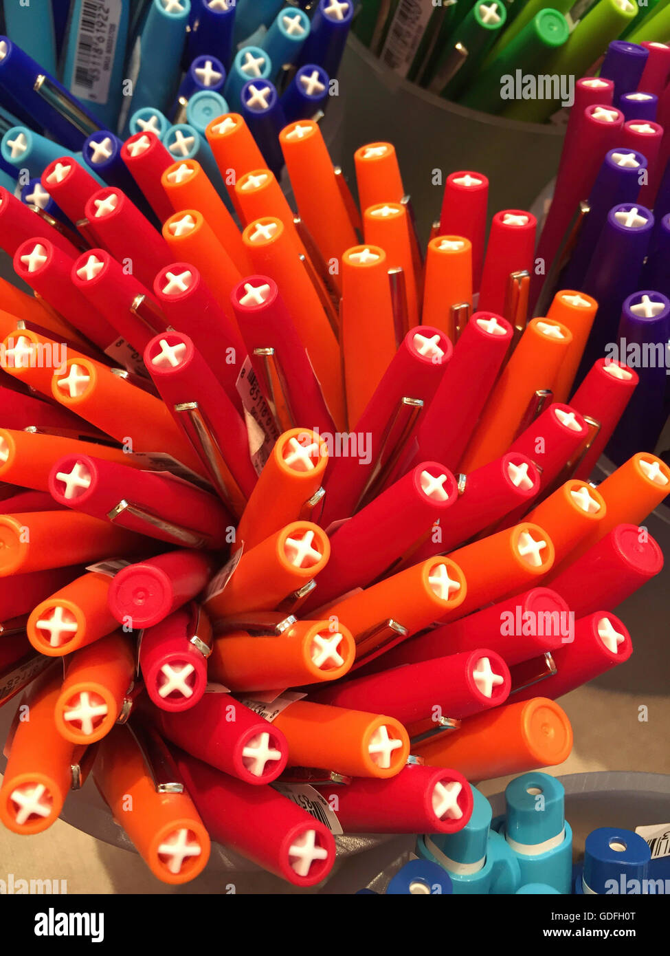 Colorful Orange Markers, Retail Store, NYC, USA Stock Photo - Alamy