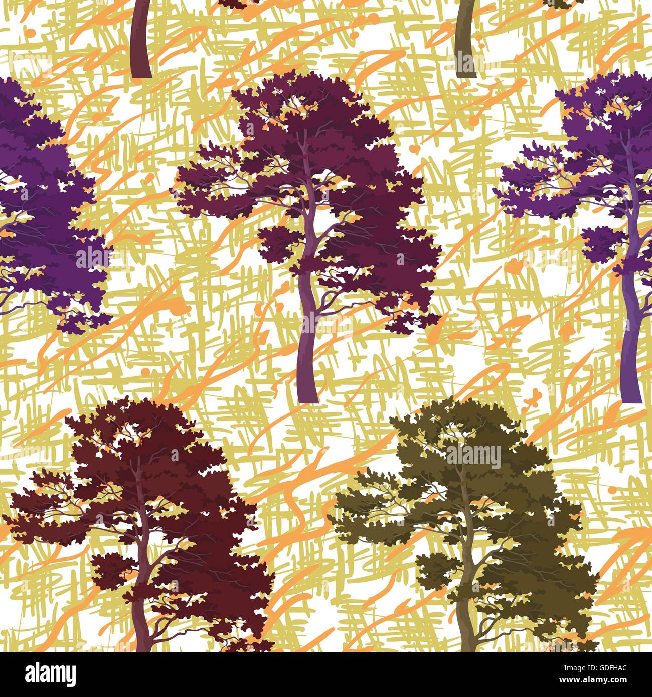 Seamless trees and abstract pattern Stock Vector Image & Art - Alamy