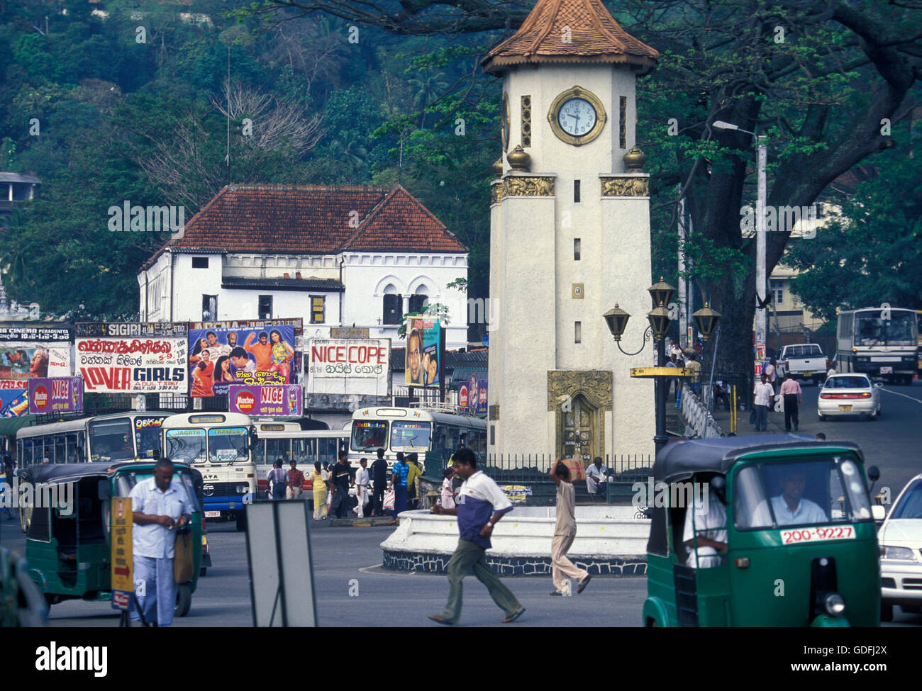 the Kandy clock tower in the town of Kandy of Sri Lanka in Asien Stock ...