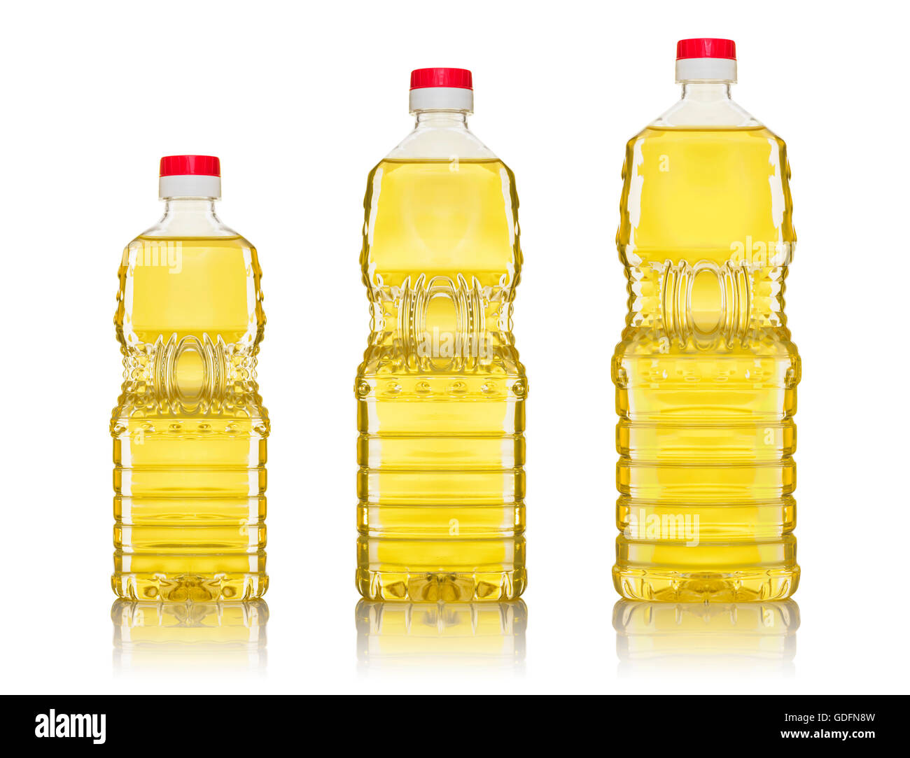 Three Cooking Oil Bottles Isolated on Seamless White Background Stock ...