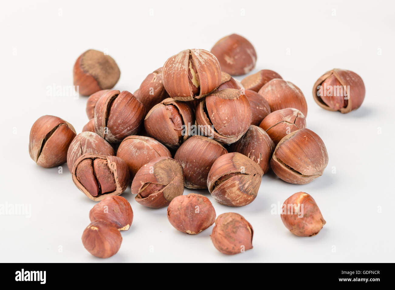 dried hazelnut on the white background Stock Photo - Alamy