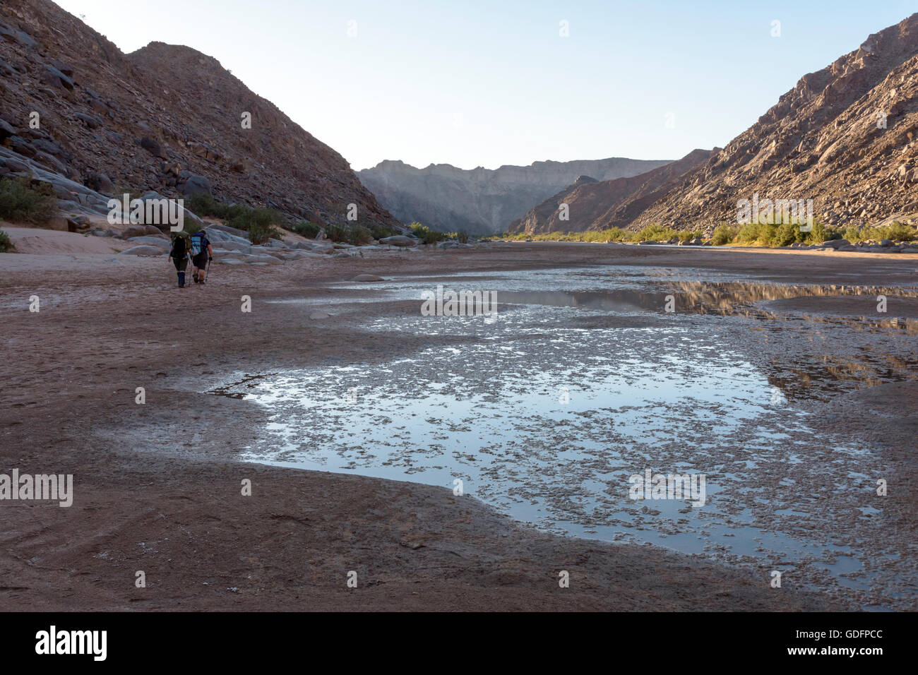 Hikers on the Fish River Canyon hiking trail in Namibia Stock Photo - Alamy