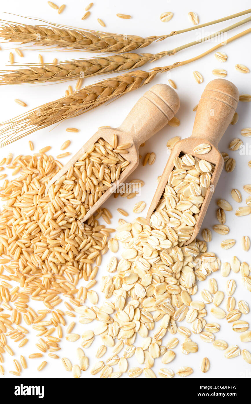 oatmeal on the white background Stock Photo - Alamy