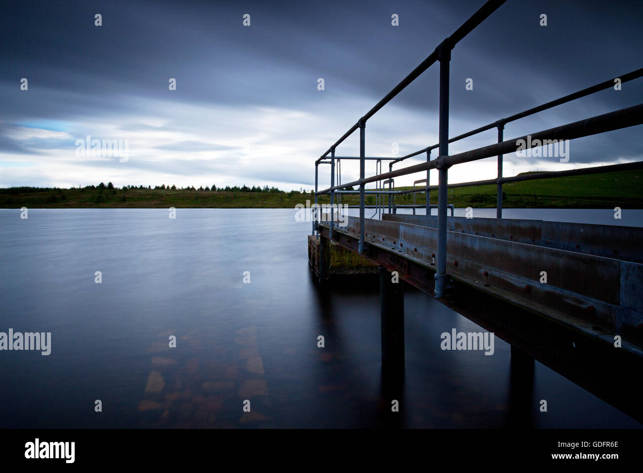 Photograph by © Jamie Callister. Sunset at the Llyn Bran, Denbigh Moors ...