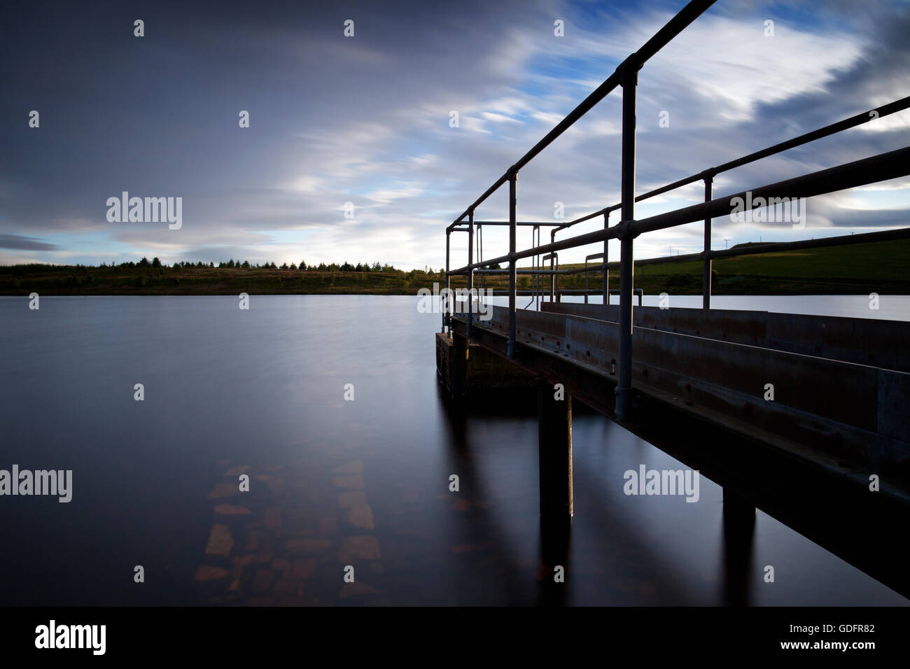 Photograph by © Jamie Callister. Sunset at the Llyn Bran, Denbigh Moors ...