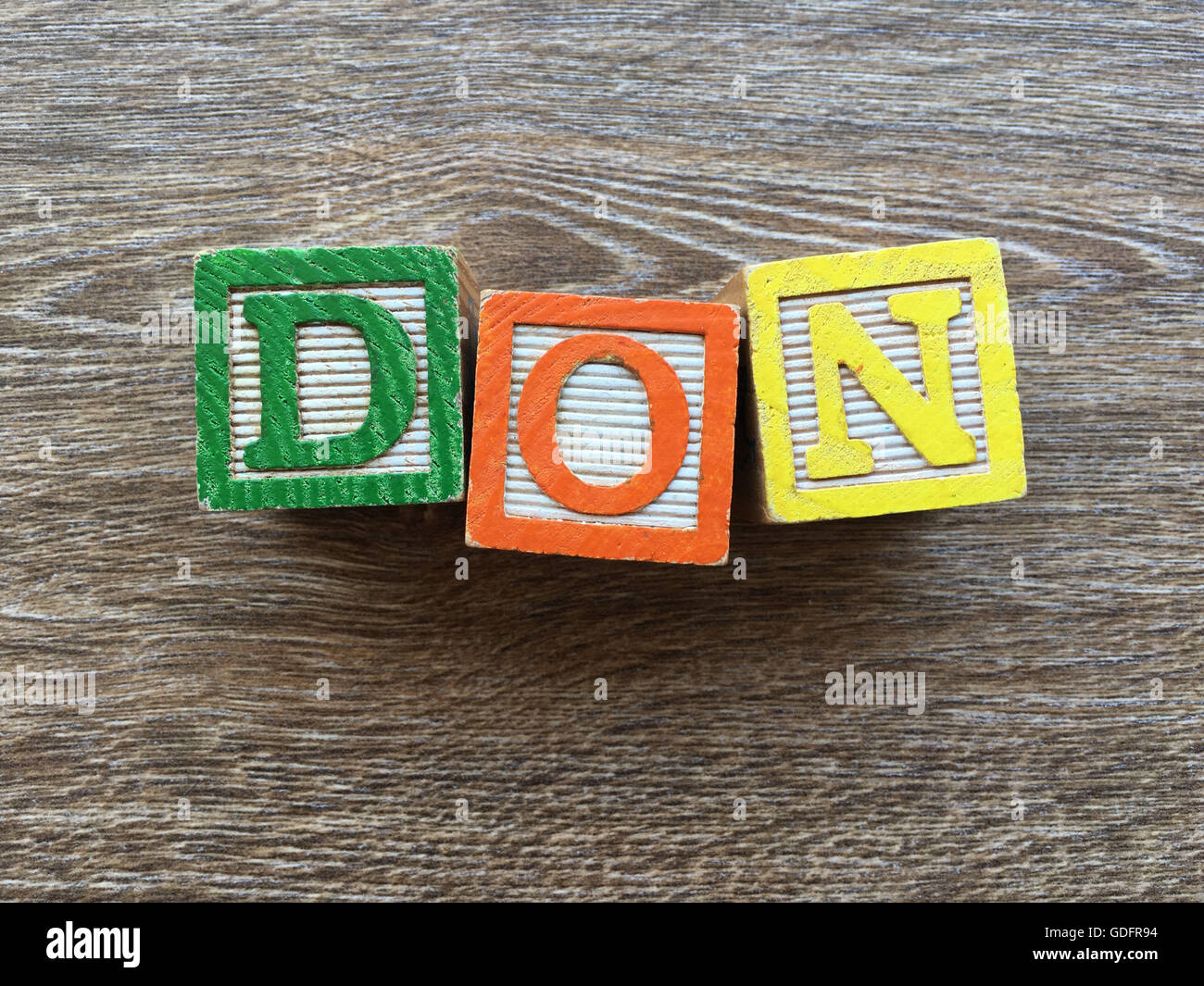 Don name written with wood block letter toys Stock Photo - Alamy
