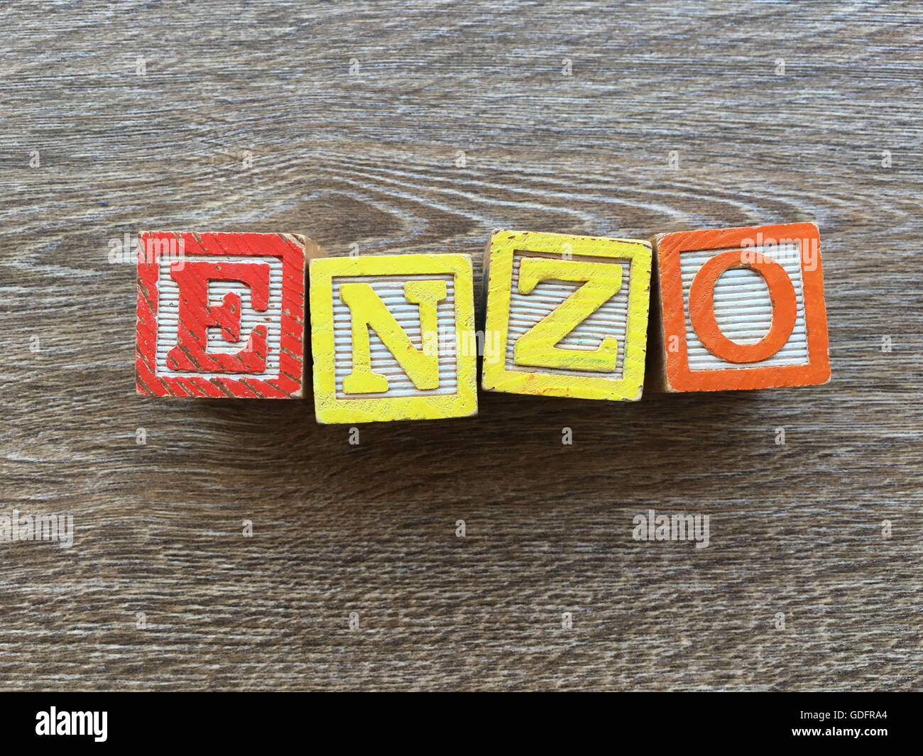 Enzo name written wood block hi-res stock photography and images - Alamy