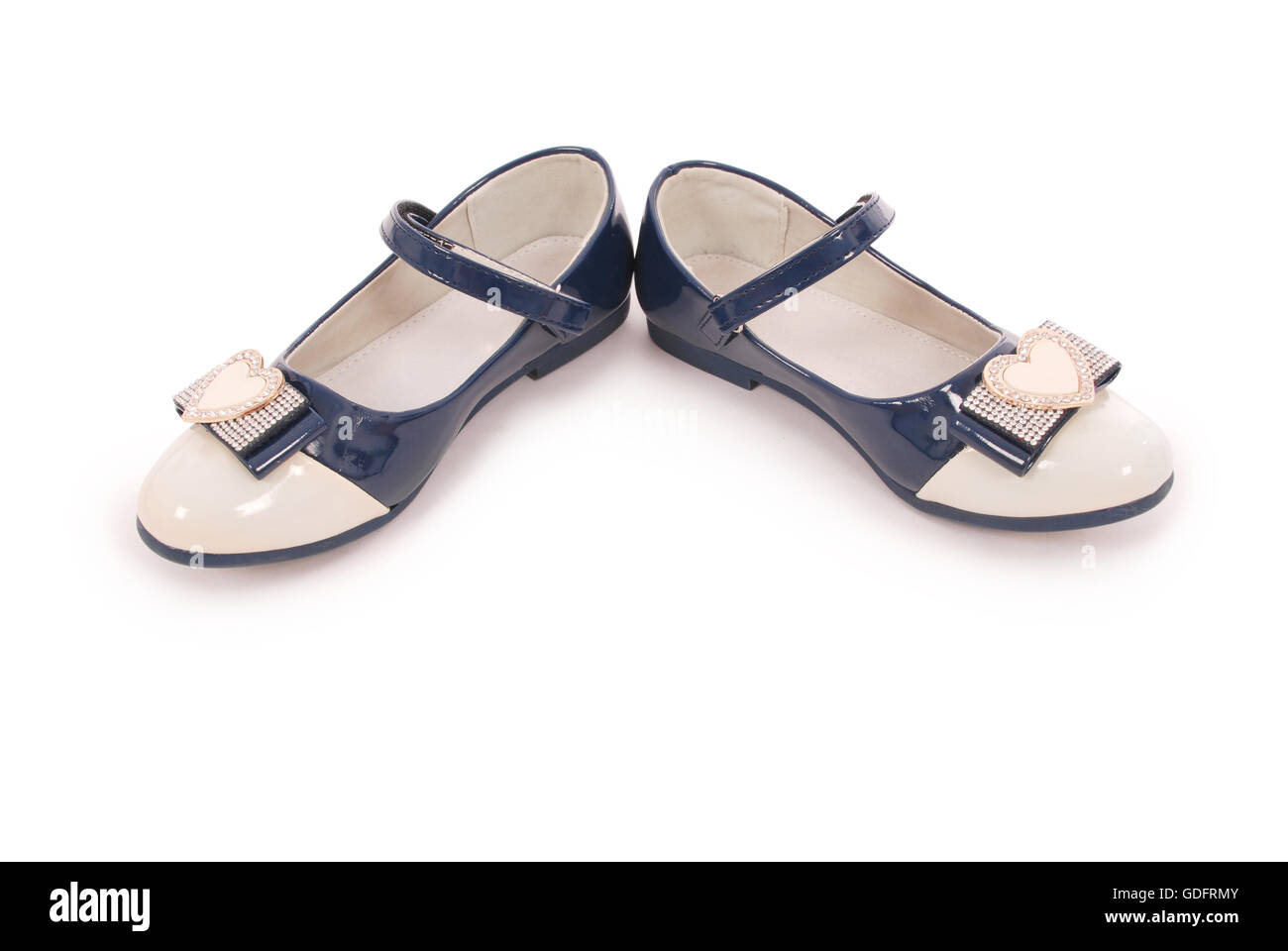 Blue girl shoes white background with soft shadow. Clipping path Stock ...