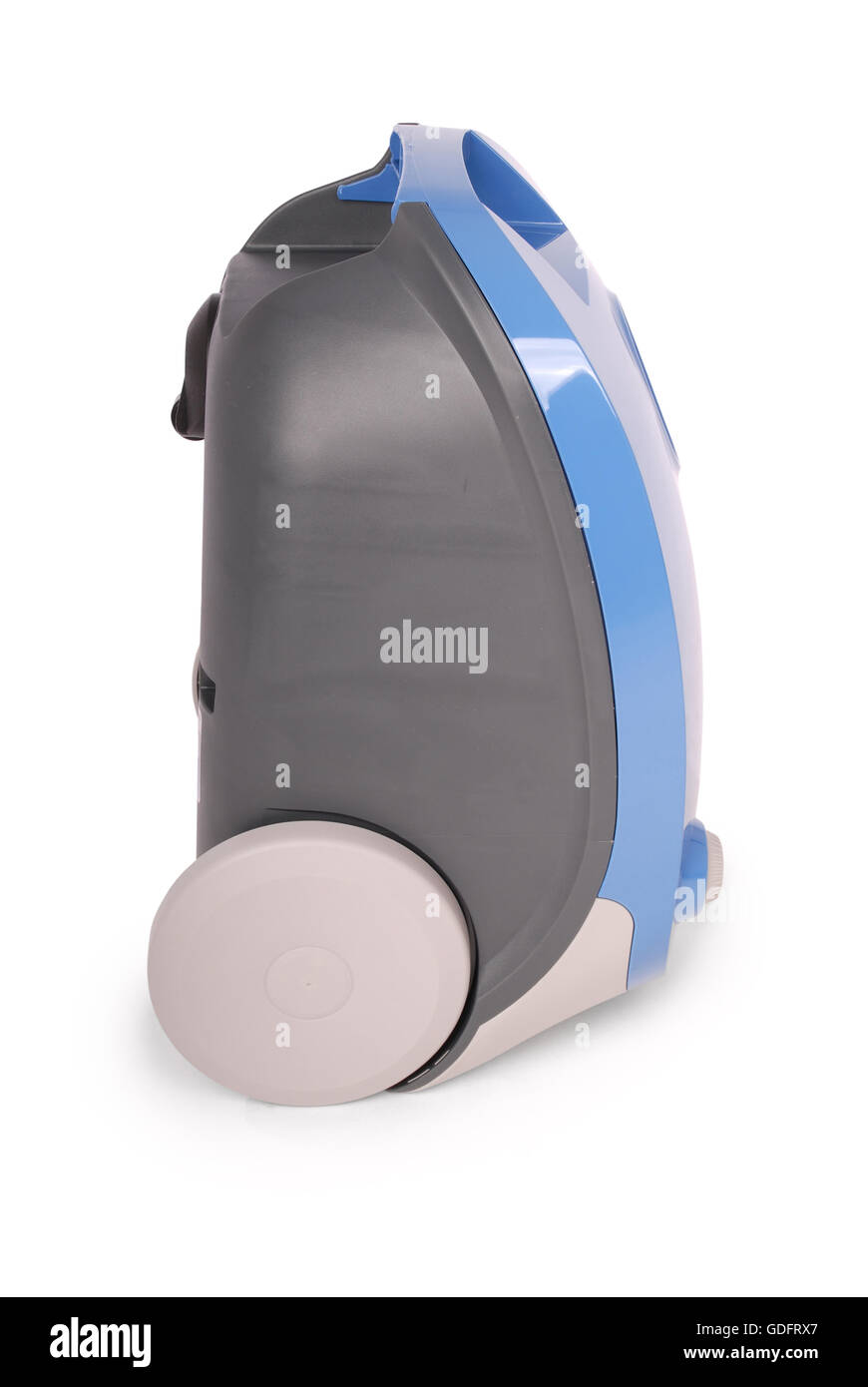 Blue vacuum cleaner isolated on white background. Clipping path inside ...