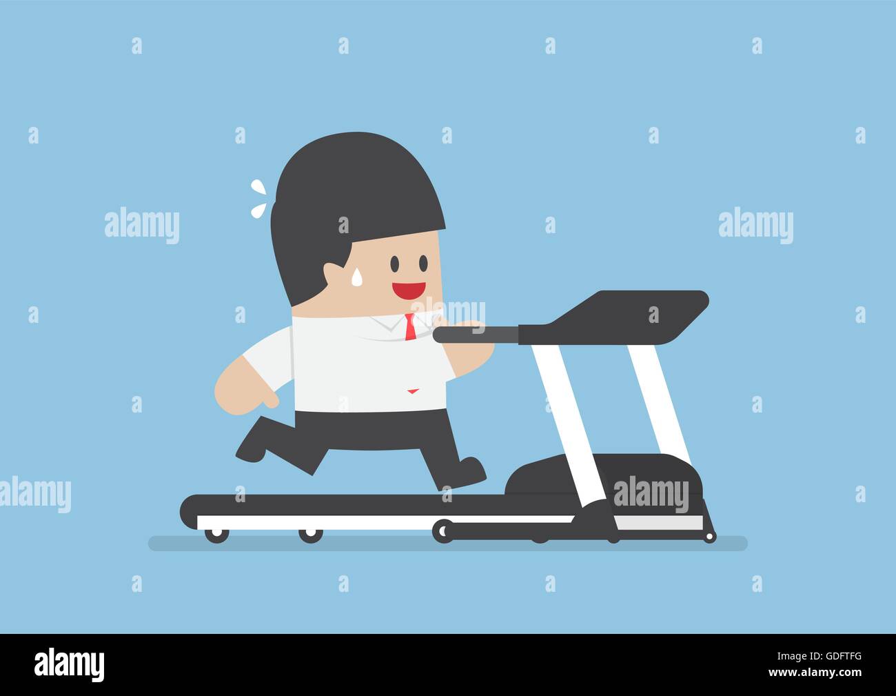 Businessman running on treadmill, business training, exercise and ...