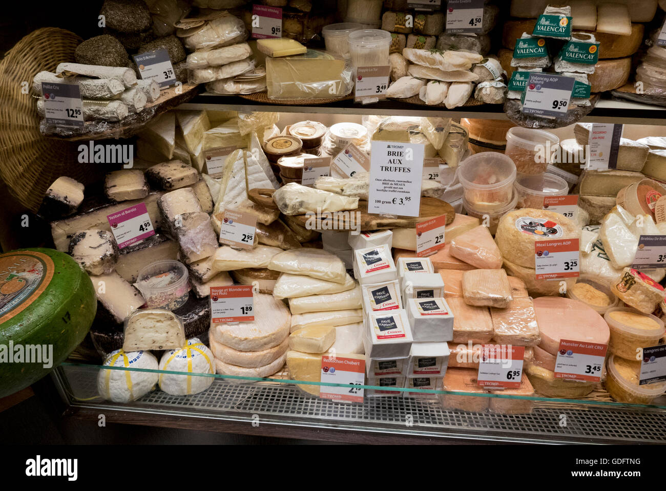 A large selection of dutch cheeses in a delicatessen in Amsterdam ...