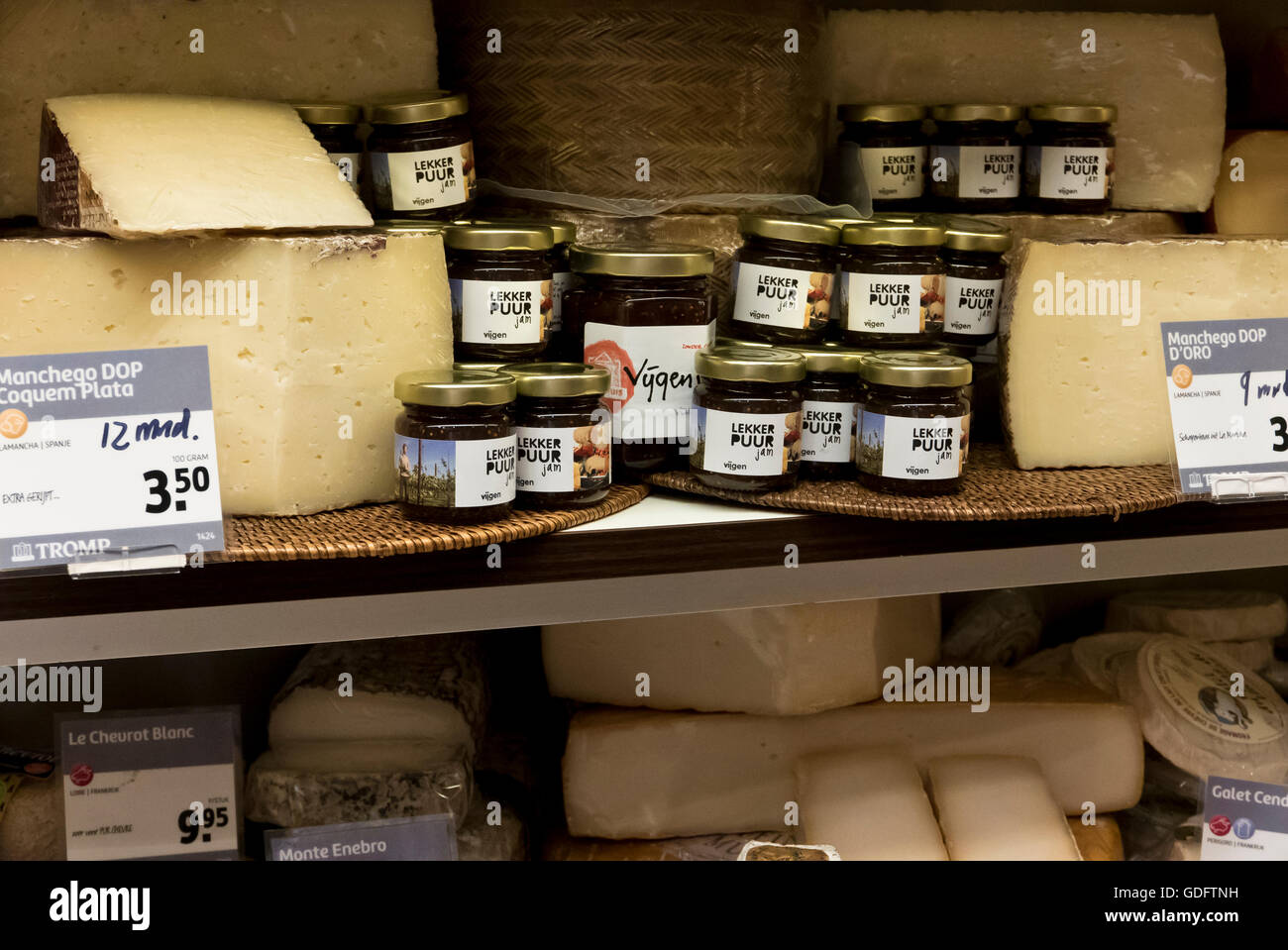 A large selection of dutch cheeses in a delicatessen in Amsterdam ...