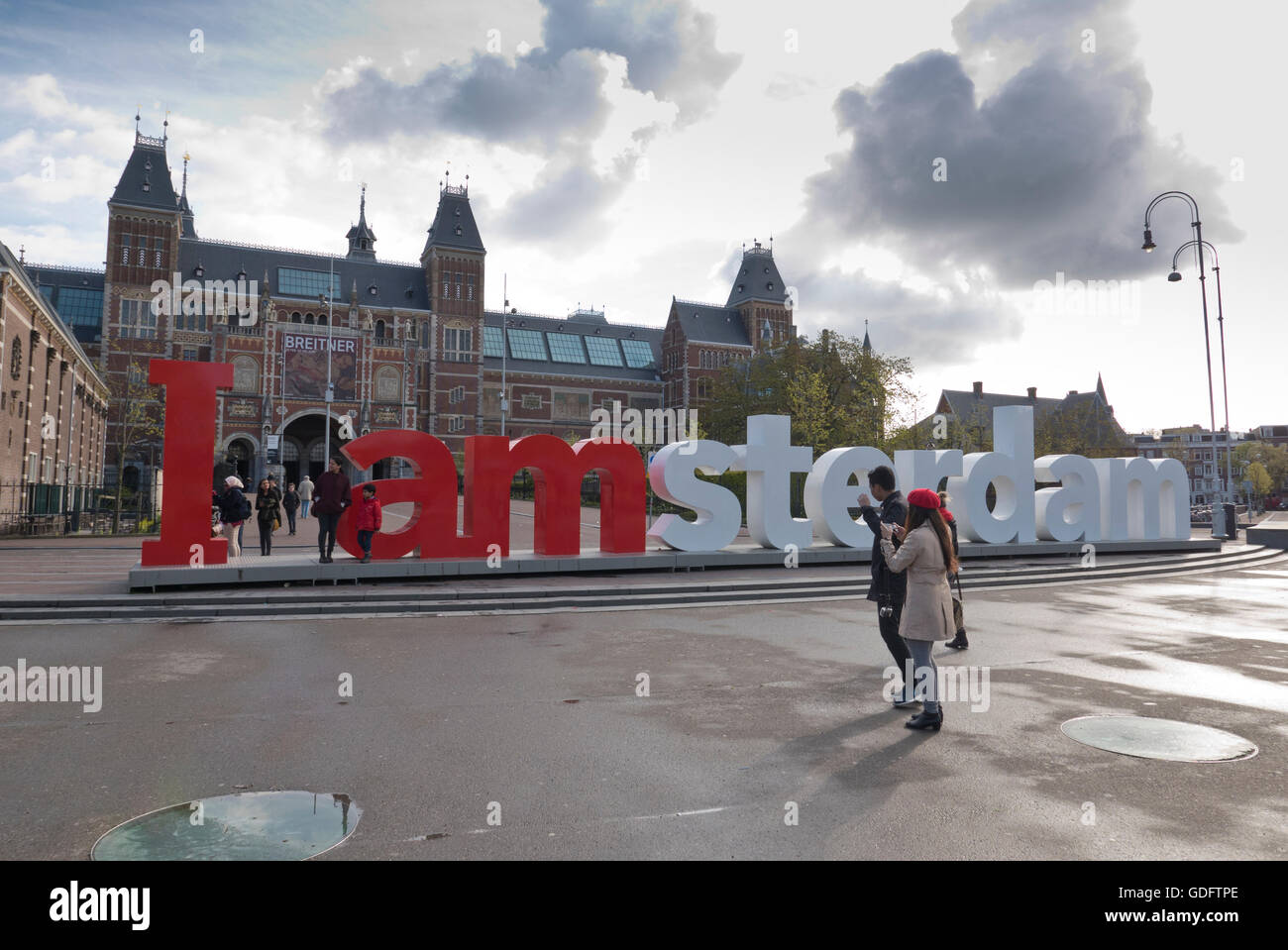 A popular signage in front of Rijksmuseum in Amsterdam, Holland ...