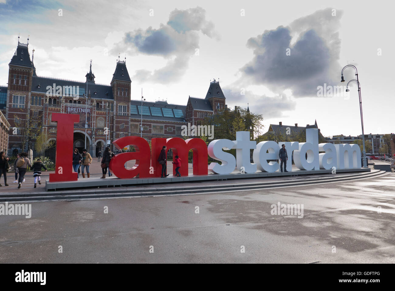 A popular signage in front of Rijksmuseum in Amsterdam, Holland ...