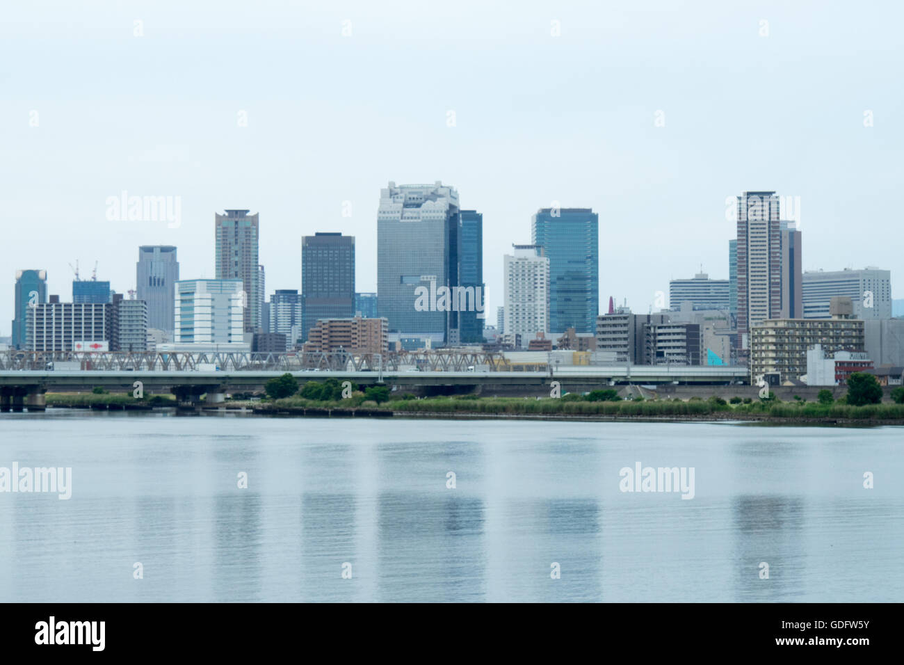The Osaka skyline from across the Yodo River Stock Photo - Alamy