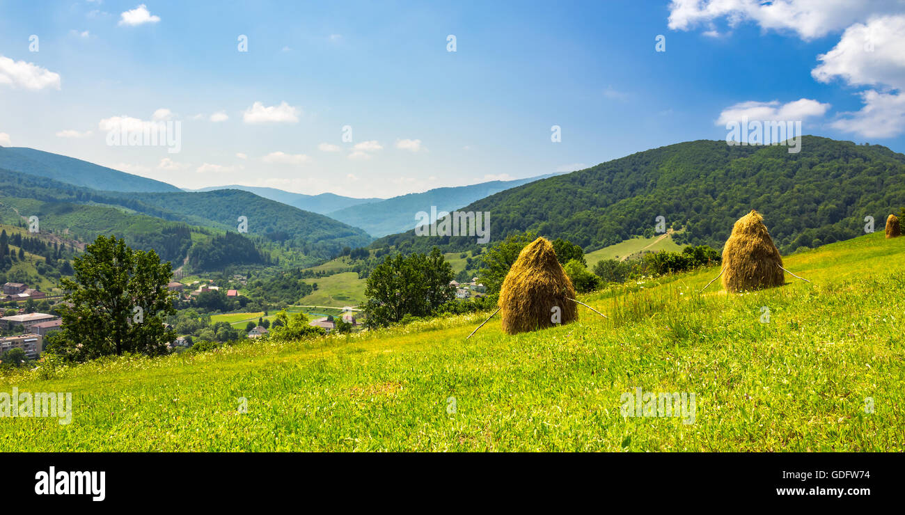 Village view with haystacks hi-res stock photography and images - Alamy