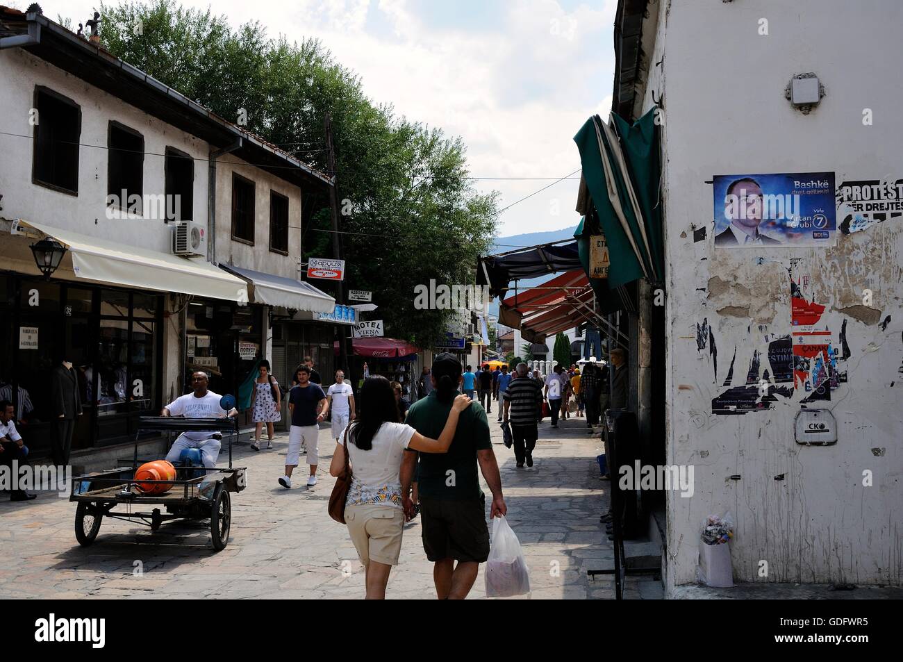 Typical street in the Old Bazaar in Skopje Stock Photo - Alamy