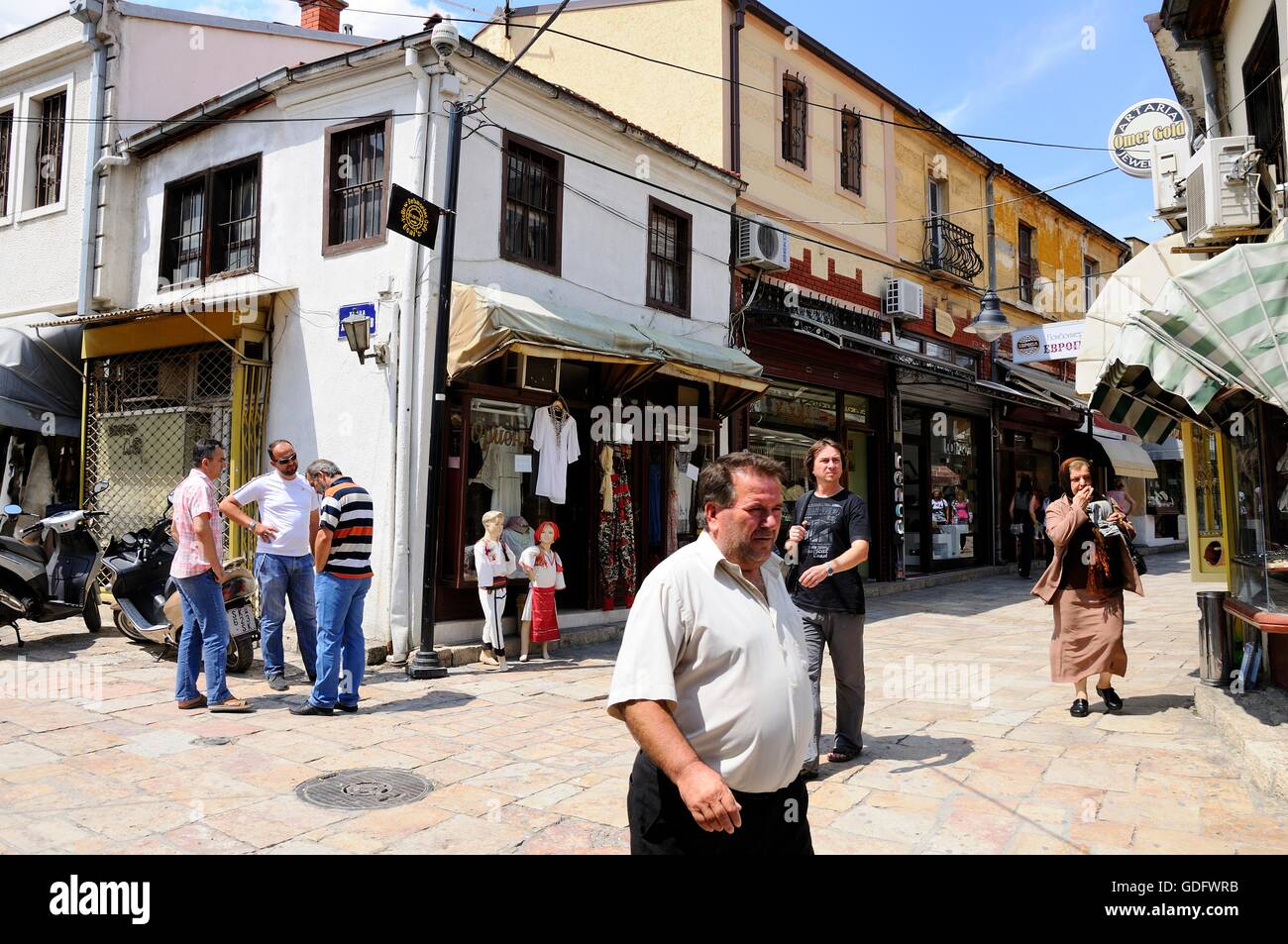 Typical street in the Old Bazaar in Skopje Stock Photo - Alamy