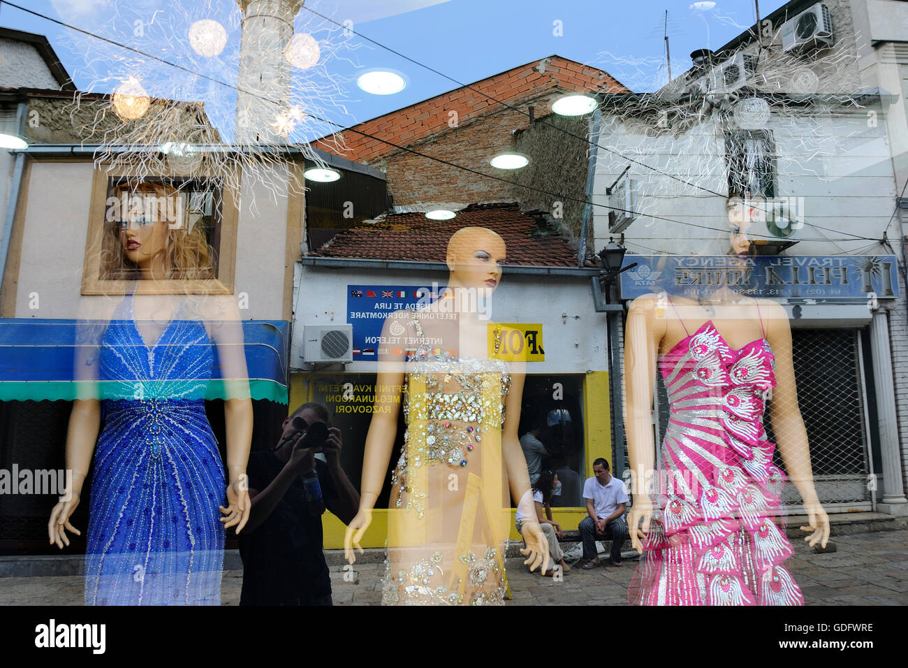 Typical street in the Old Bazaar in Skopje Stock Photo - Alamy