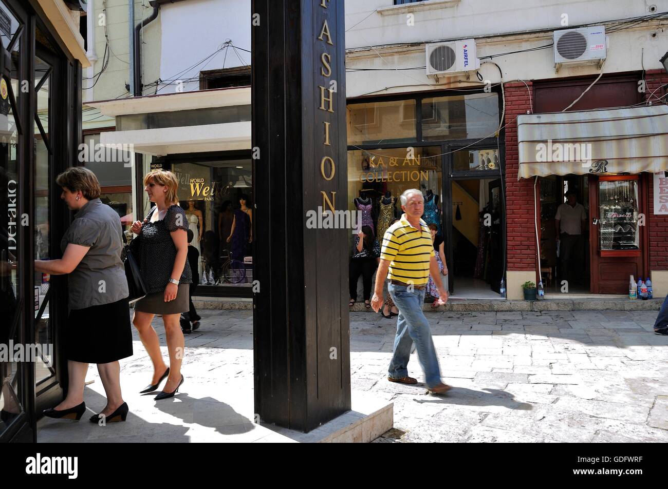 Typical street in the Old Bazaar in Skopje Stock Photo - Alamy