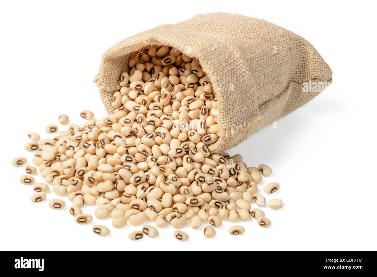 raw cowpea beans in the sack, (large depth of field, taken with tilt ...