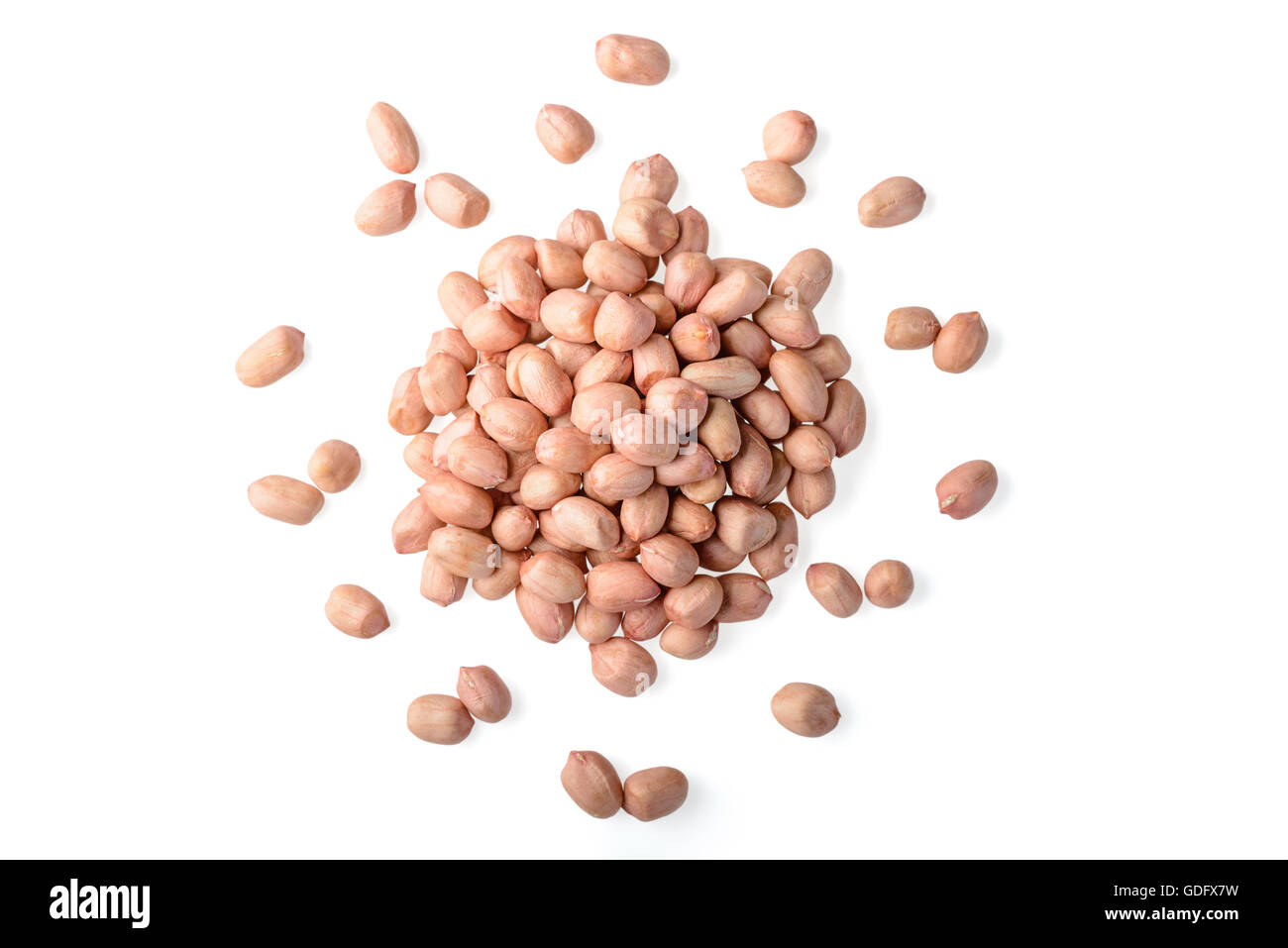 raw peanut kernel on white, top view Stock Photo - Alamy