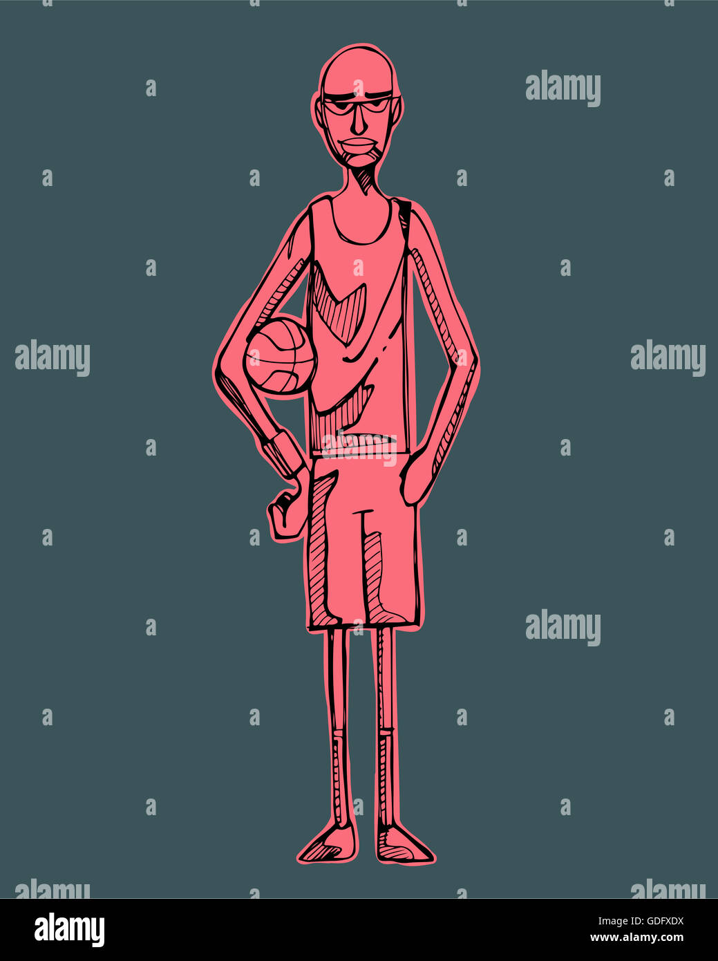 Hand drawn vector illustration or drawing of a cartoon basketball ...