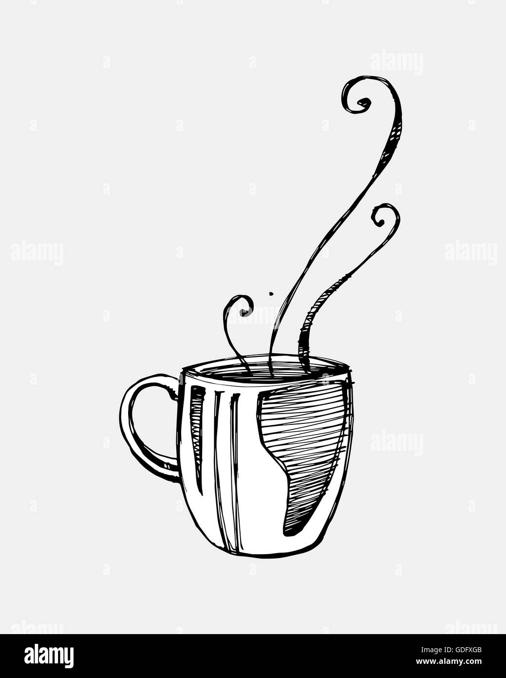 Steaming Cup Of Coffee Drawing