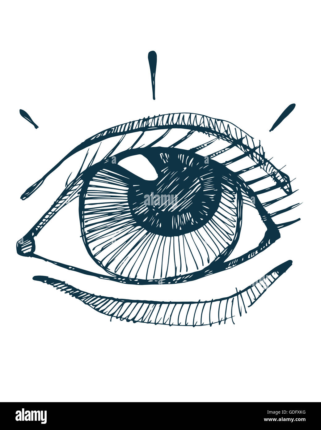 Hand drawn illustration or drawing of a human eye Stock Photo - Alamy