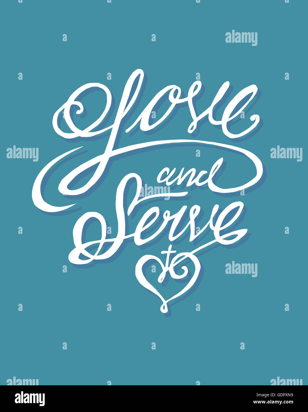 Hand drawn illustration or drawing of the phrase: Love and serve Stock ...