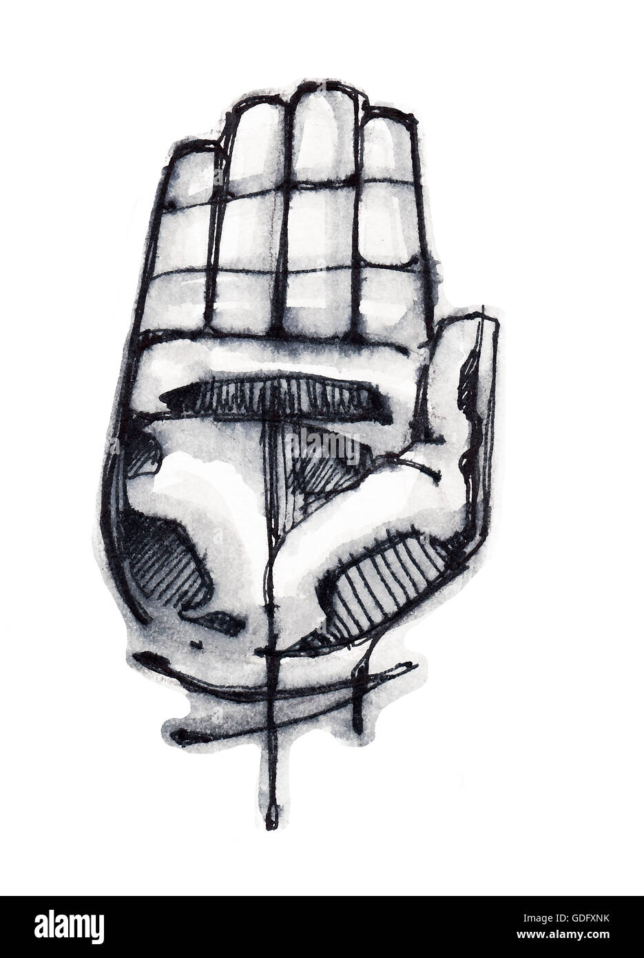 Hand drawn illustration or drawing of a human hand Stock Photo - Alamy