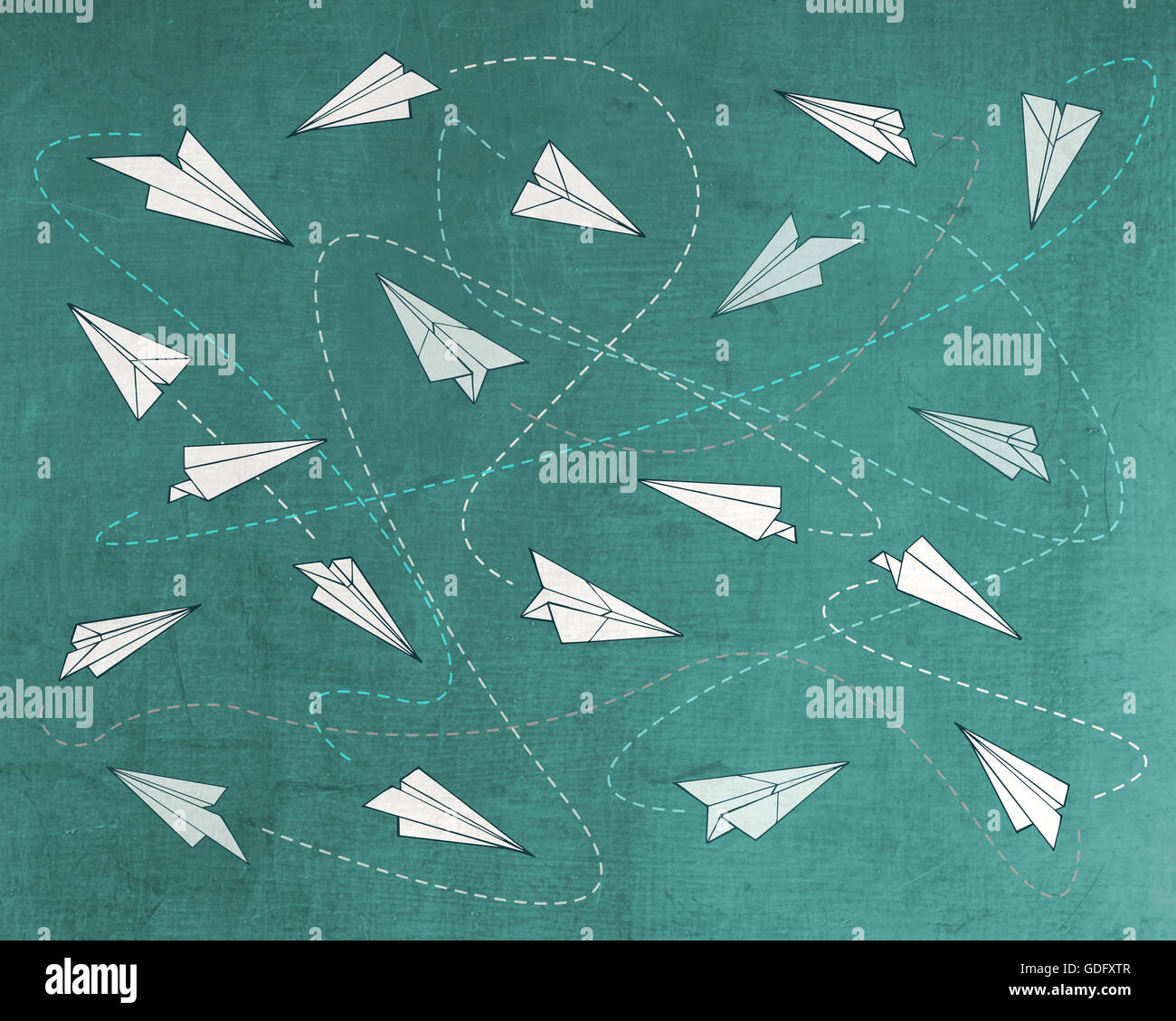 Hand drawn illustration or drawing of some paper planes Stock Photo - Alamy
