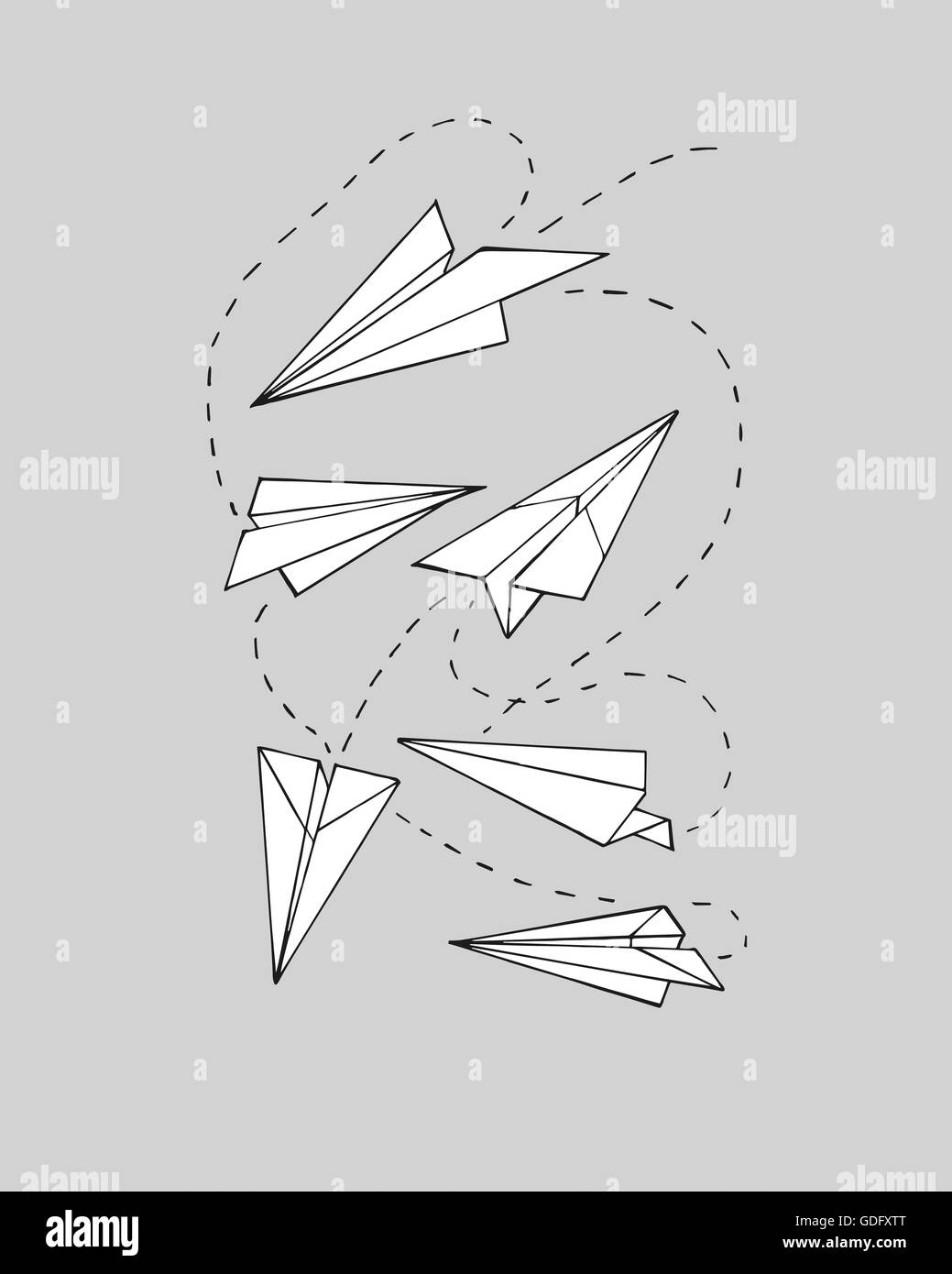 Hand drawn illustration or drawing of some paper planes Stock Photo - Alamy