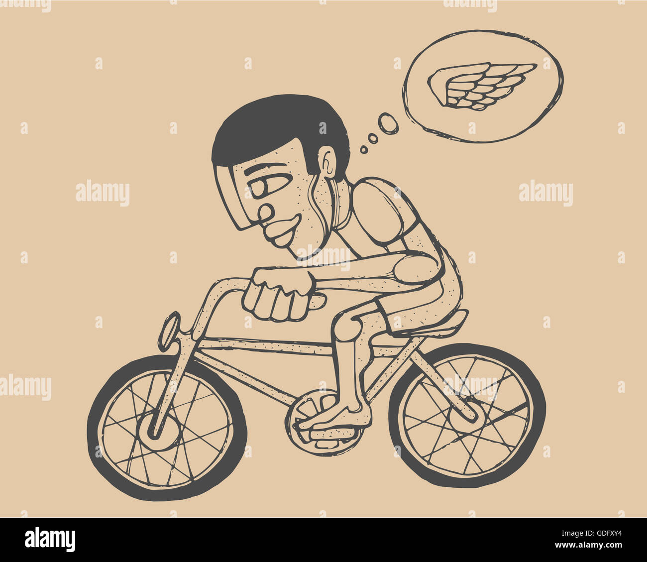 Hand drawn illustration drawing cyclist hi-res stock photography and ...