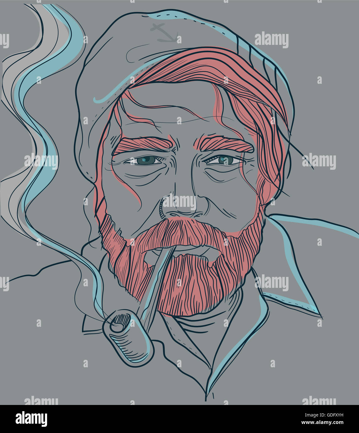 Man smoking a pipe illustration hi-res stock photography and images - Alamy