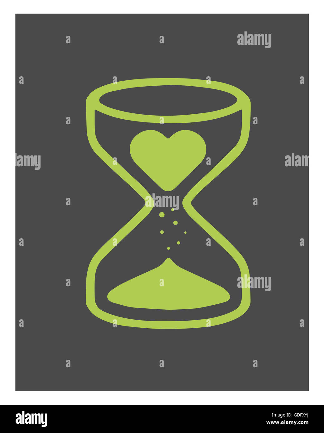 Hand drawn illustration or drawing of a sand clock and a heart Stock ...