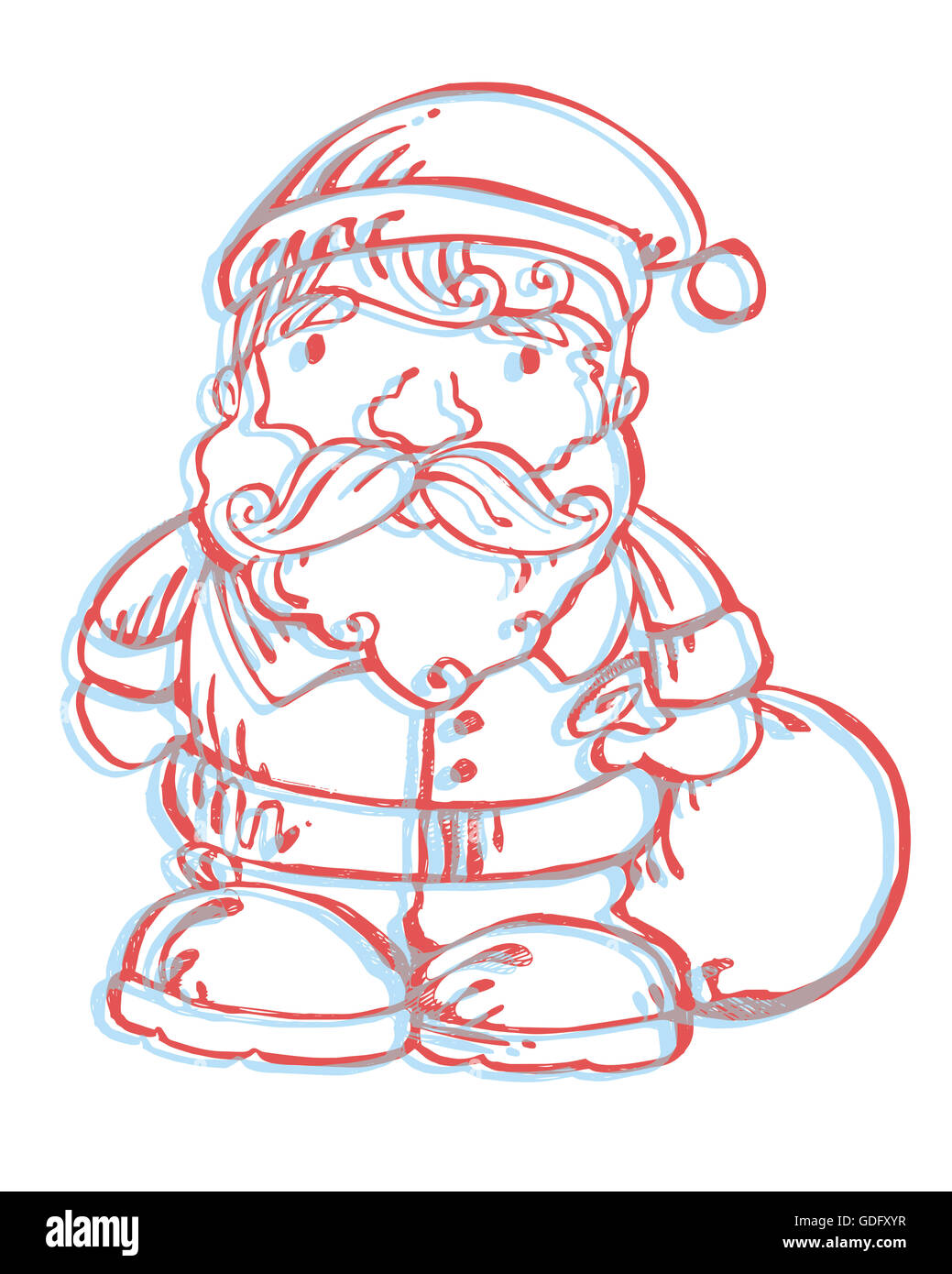 Hand drawn illustration or drawing Santa Claus Stock Photo - Alamy