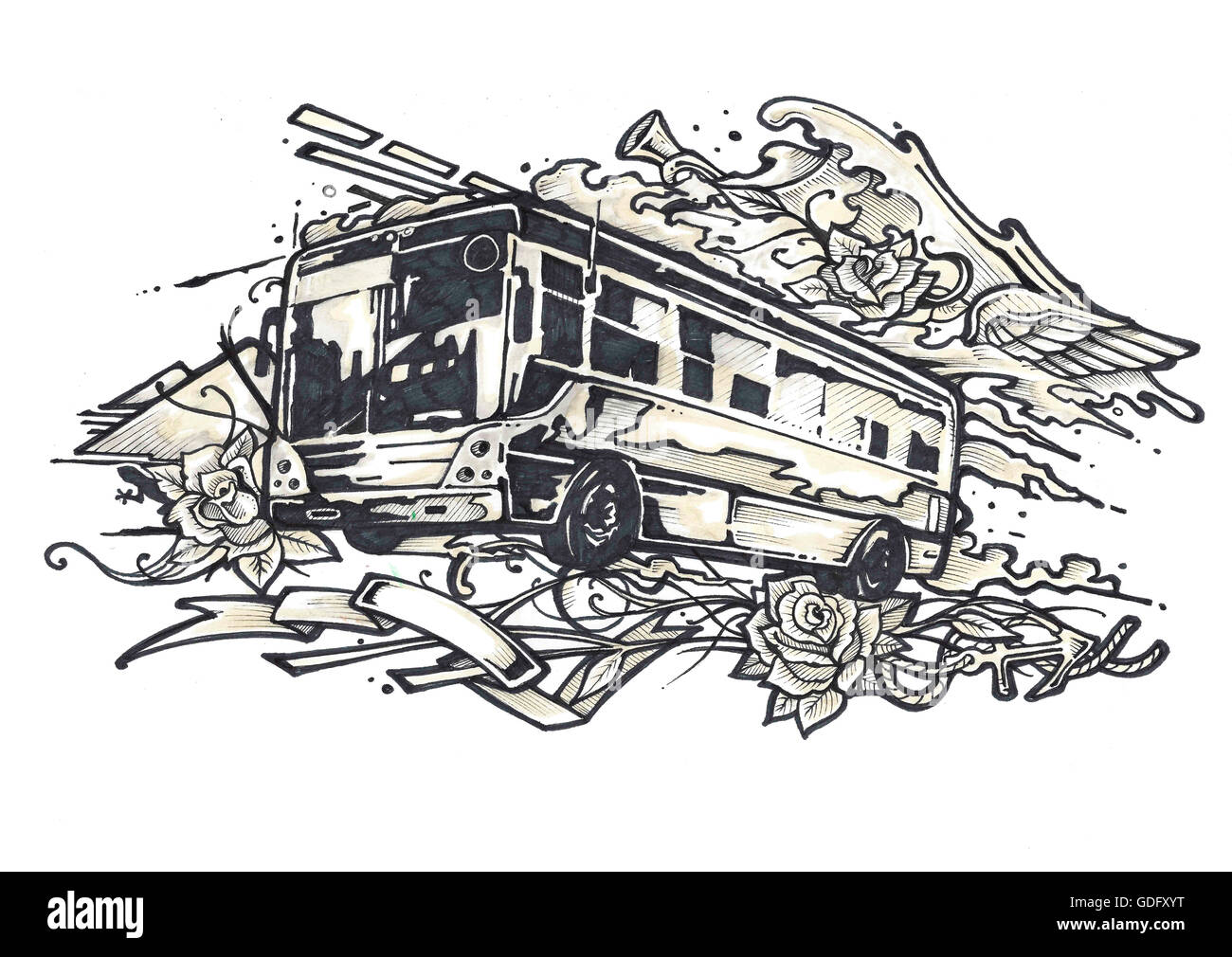 School Bus Inside Drawing